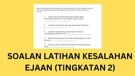 Latihan Bahasa Melayu Kesalahan Ejaan Jawapan Tingkatan 2 Info