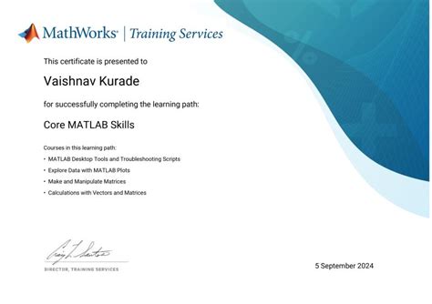 Vaishnav Kurade On Linkedin Matlab Mathwork Corematlabskills