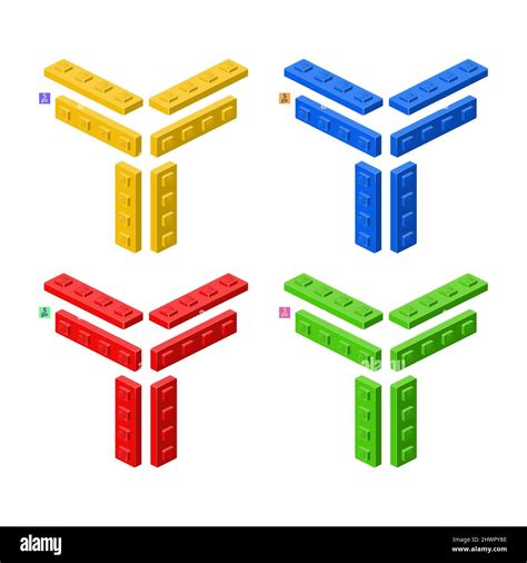3d Set Of Colored Constructor Kit In Isometry Long Elements Vector