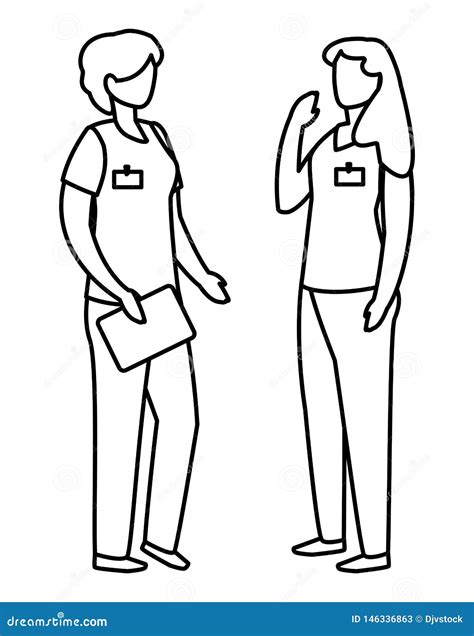 Female Medicine Workers With Uniform Characters Stock Illustration