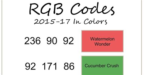Rgb Codes For Su S 2015 2017 In Colors