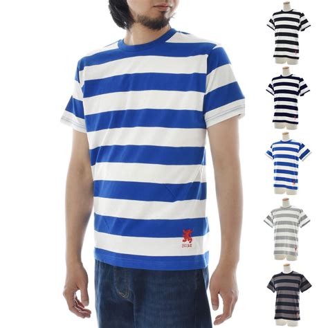 【10offセール】ジャスト Tシャツ エンブロイダリー ワイドボーダー 半袖tシャツ メンズ レディース カットソー トップス 太ボーダー