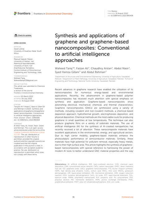 PDF Synthesis And Applications Of Graphene And Graphene Based Nanocomposites Conventional To
