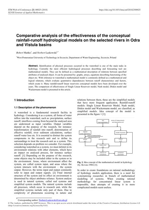 Pdf Comparative Analysis Of The Effectiveness Of The Conceptual Rainfall Runoff Hydrological