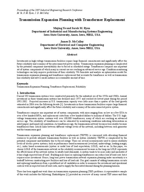 Transmission Expansion Planning With Tra Pdf Mathematical Optimization Electric Power