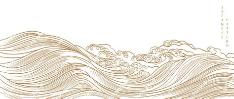 Japanese Background With Hand Drawn Line Wave Element Vector By Onchupum On Dribbble