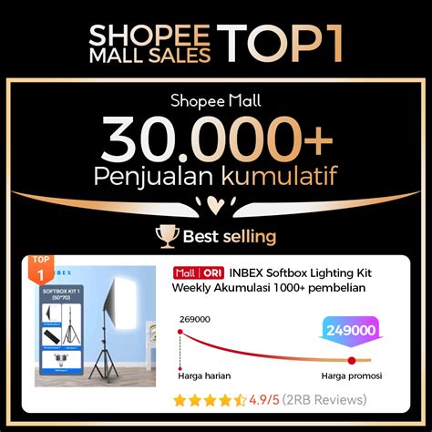 Jual Inbex Softbox Lighting Kit 3 Warna Photography With Remote 3000k