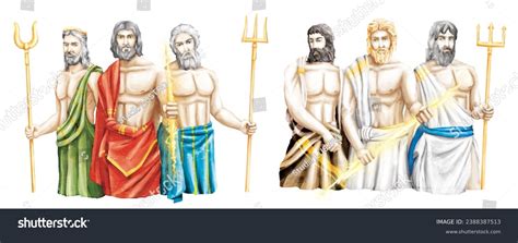 Ancient Gods Roman Greek Deities Male Stock Illustration 2388387513