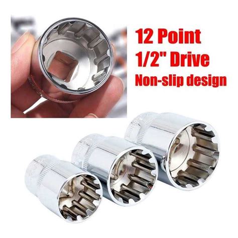 Spline Socket Set 1 2 Drive Universal Metric 8 32mm 12 Point Cr V Socket Set 19pcs Hardware