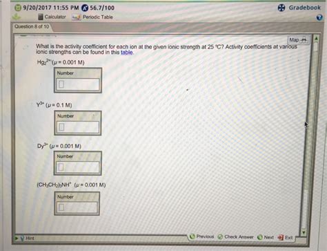 Solved What Is The Activity Coefficient For Each Ion At The