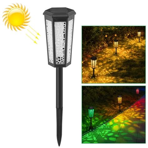 육각형 중공 태양광 지상 잔디 램프 Led 야외 방수 장식 정원 조명 따뜻한 빛 Rgb
