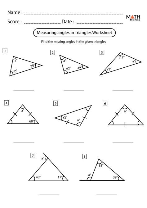 Calculating Interior Angles Of A Triangle Worksheet Angleworksheets