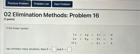 Solved 02 ﻿elimination Methods Problem 161 ﻿pointif The