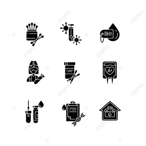 Set Of Black Glyph Icons For Medical Diagnosis On A White Background
