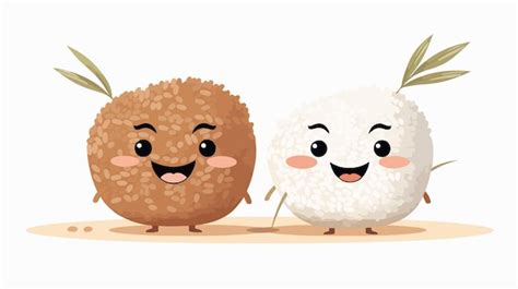 Cute Rice Character Design On White Background Premium Ai Generated