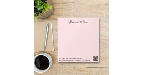 Elegant Minimalist Qr Code Business Pink Notepad Zazzle