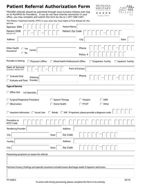 2010 Humana Military Patient Referral Authorization Form Fill Online