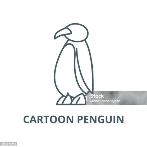 Graphisme De Ligne De Vecteur De Pingouin De Dessin Animé Concept