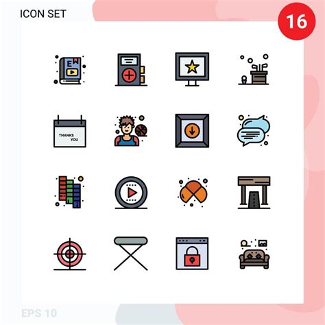 Group Of 16 Flat Color Filled Lines Signs And Symbols For Sport Golf Health Caddy Tv Editable