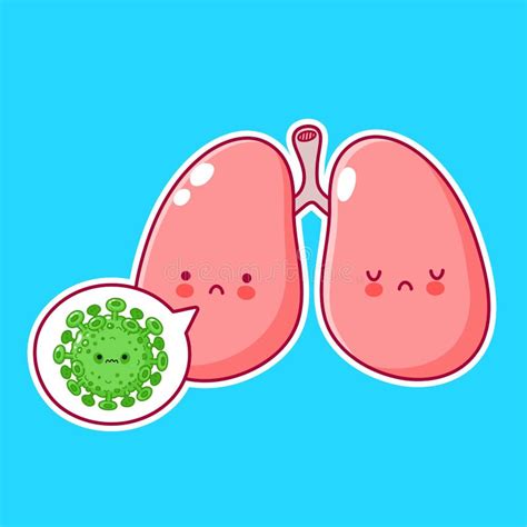 Cute Funny Human Lungs Organ Character Stock Vector Illustration Of