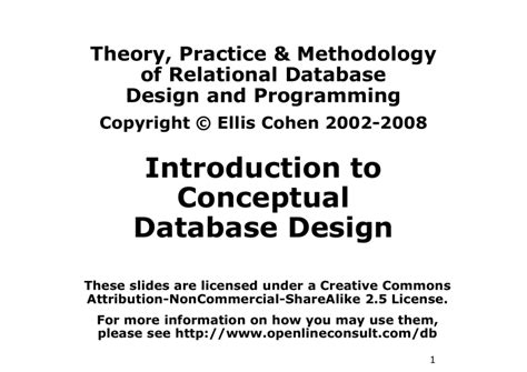 Relational Database Design Conceptual Design Intro