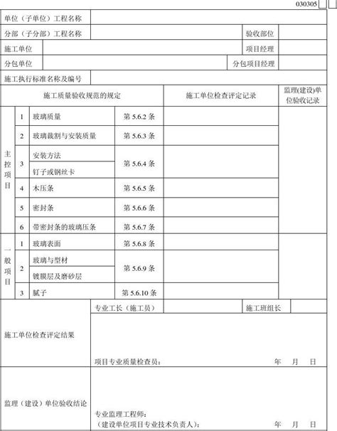 门窗玻璃安装工程检验批质量验收记录表word文档在线阅读与下载无忧文档
