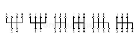 Manual Car Transmission Vector Icon Set Gear Shifter Symbol Stock