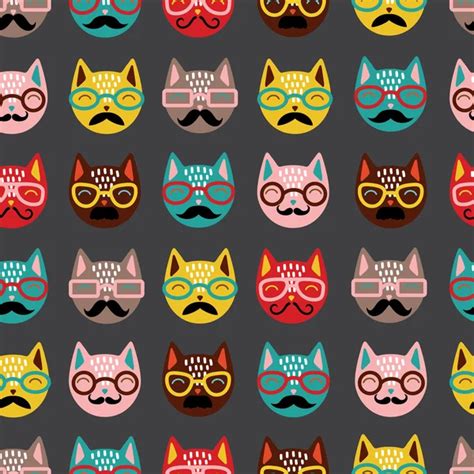 Funny Cartoon Cats Seamless Pattern — Stock Vector © Tets 14077352