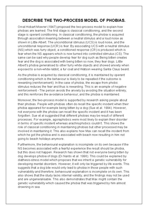Two Process Model Very Good Notes Describe The Two Process Model Of
