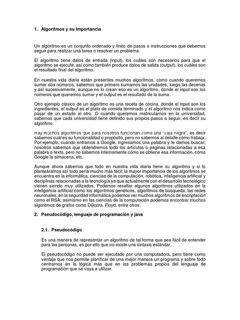 Algoritmos Semana1 Pdf Java Lenguaje De Programación Algoritmos