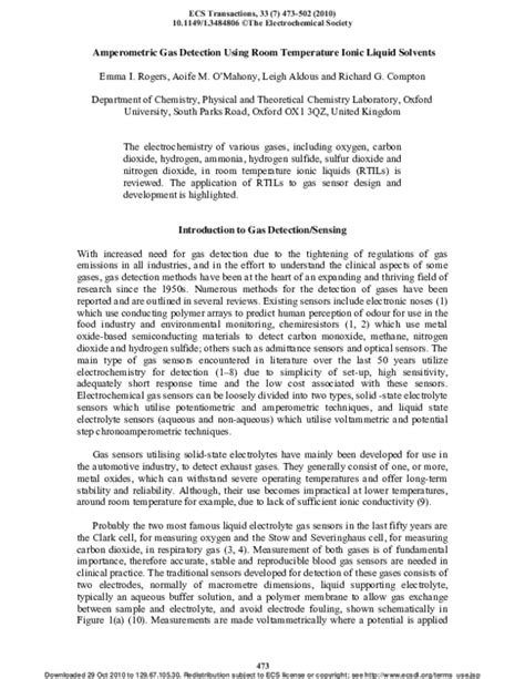 Pdf Amperometric Gas Detection Using Room Temperature Ionic Liquid Solvents