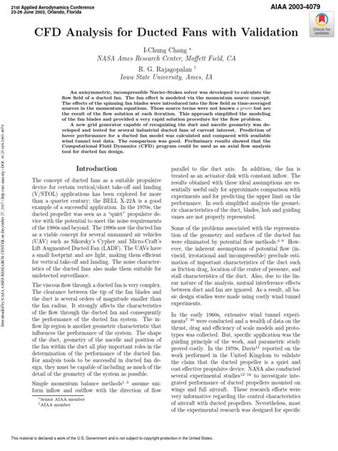 2003 cfd analysis for ducted fans with validation pdf computational