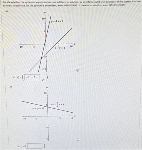 solved decide whether the system of equations has one