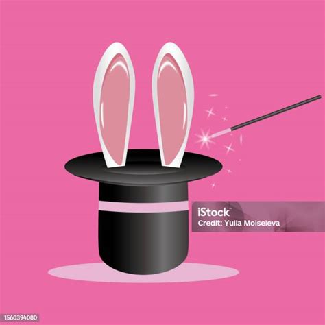 모자를 쓴 토끼 마술 지팡이 아이콘 벡터 일러스트레이션 기호 공연에 대한 스톡 벡터 아트 및 기타 이미지 공연 귀 부분 놀라움 Istock