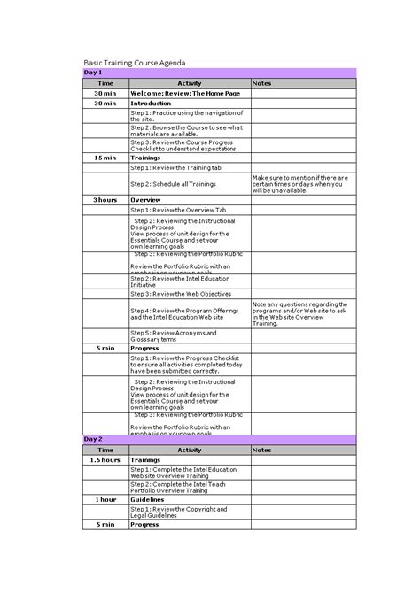 Training Course Description Template Hq Printable Documents