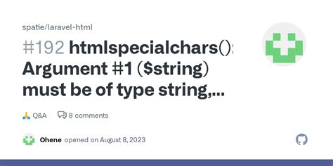 htmlspecialchars argument 1 string must be of type string