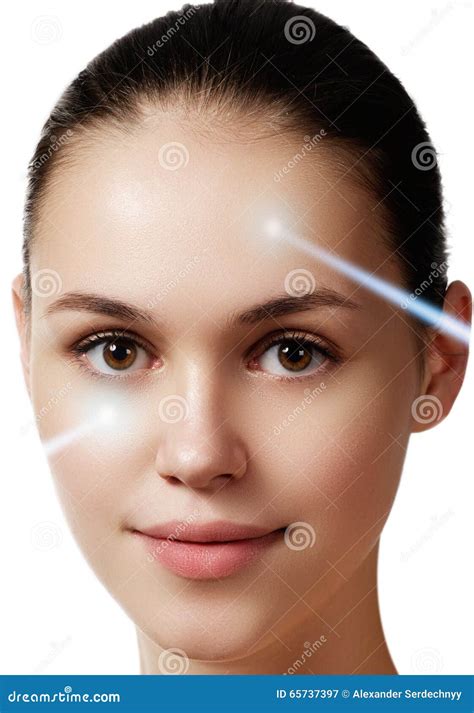 Close Up Portrait Of Pretty Woman Ready For Rejuvenation Treatment
