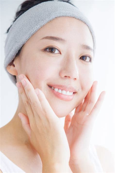 Young Touching Her Face Stock Image Image Of Asian 299913103