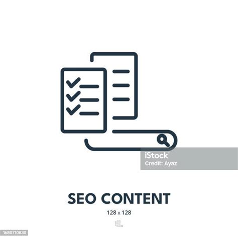 Seo 콘텐츠 아이콘입니다 기사 페이지 검색 창 편집 가능한 획 간단한 벡터 아이콘 Html에 대한 스톡 벡터 아트 및 기타