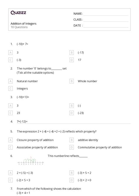 50 Addition Worksheets For 7th Class On Quizizz Free And Printable