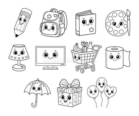 Cute Kawaii Objects Coloring Page A Delightful Collection Of Kawaii