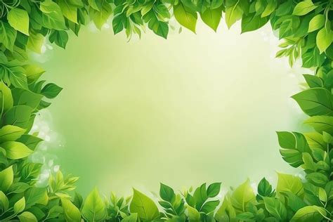 Abstract Nature Background Frame Of Green Tree Leaves And Grass