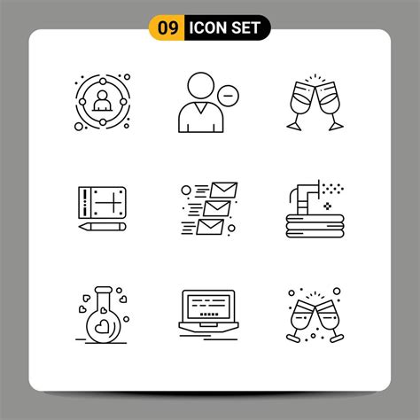 Pack De 9 Signes Et Symboles De Contours Modernes Pour Les Supports Dimpression Web Tels Que Le