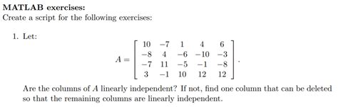 Solved MATLAB exercises: Create a script for the following | Chegg.com