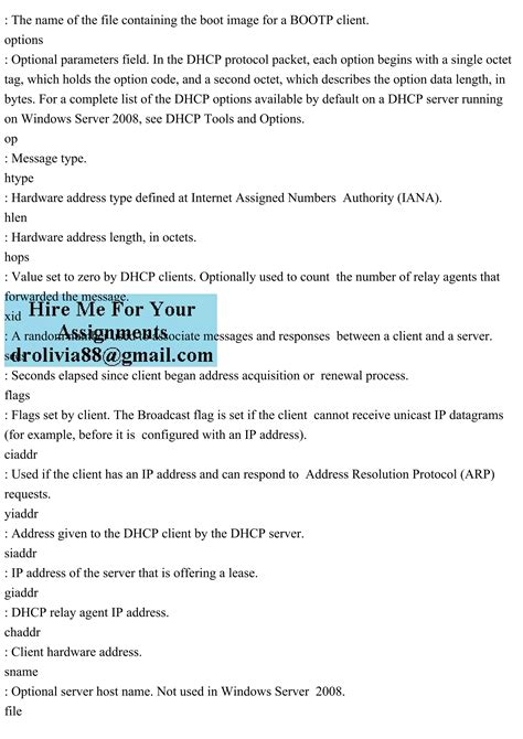 Message Types Used By The Dhcp Boot Sequenceop Message Typehpdf
