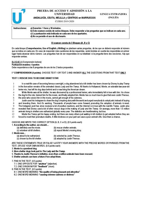 Examen Selectividad Docsity