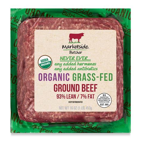 Marketside Butcher Organic Grass Fed 93 Lean 7 Fat Ground Beef 1