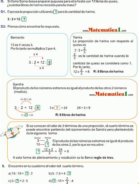 Ejercicios De Razones Y Proporciones Para Cuarto Grad