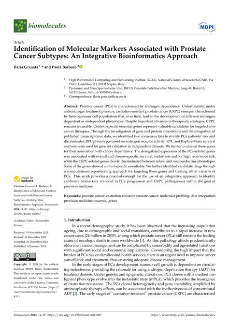 Pdf Identification Of Molecular Markers Associated With Prostate