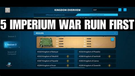 5 Imperium War Ruin First Kvk S3 3310 3307 3303 3320 Vs 3294 3290